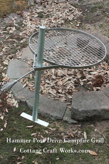 Hammer Drive Post Campfire Grill, Install with one hand
