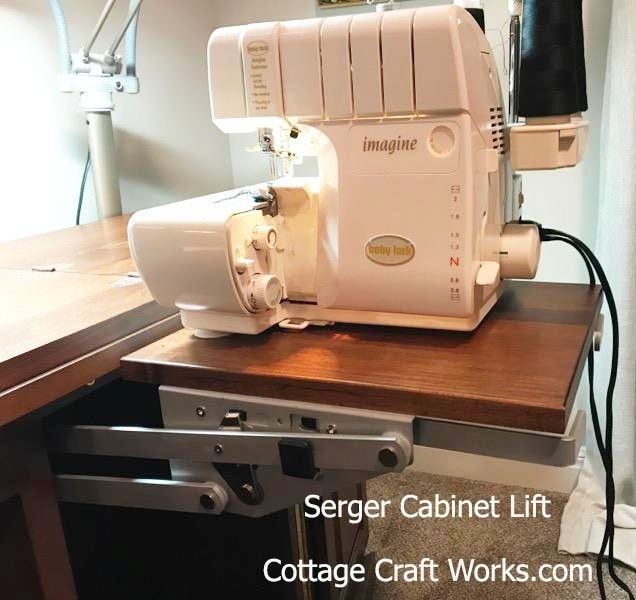Amish Deluxe Sewing Machine Cabinet With A Serger Lift