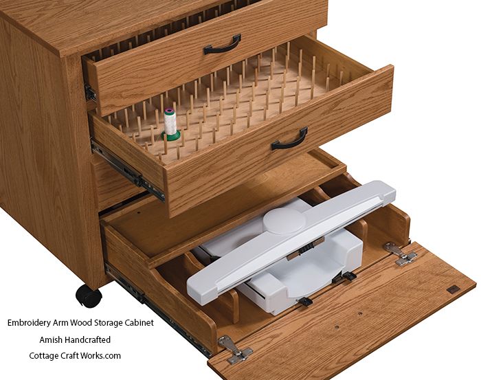 Embroidery Arm Wood Storage Cabinet-Amish Handcrafted