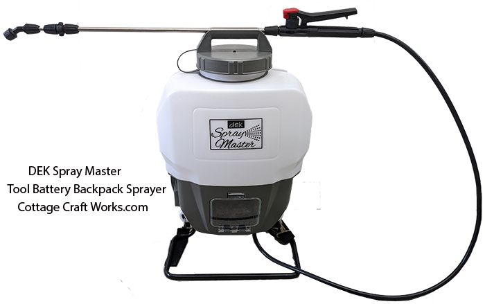 The four-gallon DEK Spray Master sprayer comes with 4 different spray ...