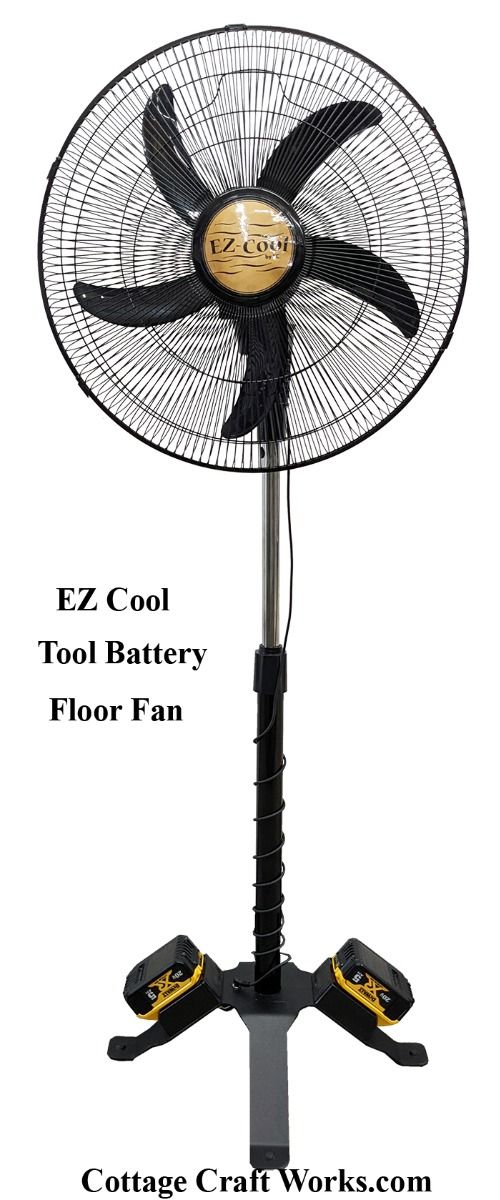 EZ Cool Tool-Battery DC Oscillating 18 Inch Pedestal Floor Fan