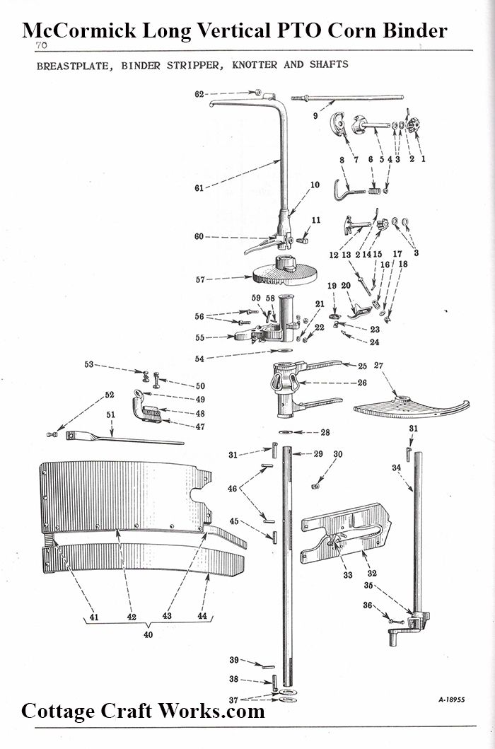 IHC McCormick PTO Corn Binder Breastplate, Knotter Parts