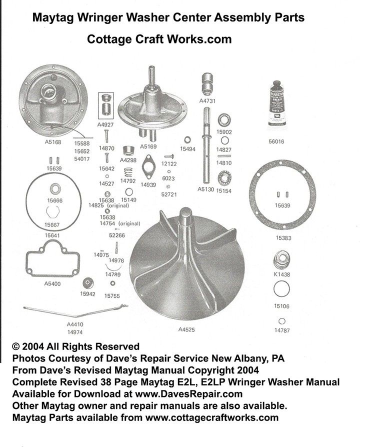 Maytag Wringer Washer Replacement Center Plate Assembly