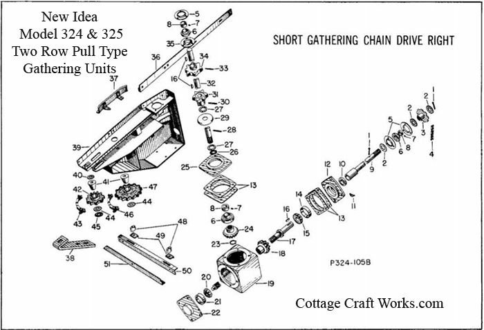 New Idea 324, 325, Picker RH Short Gathering Chain Parts