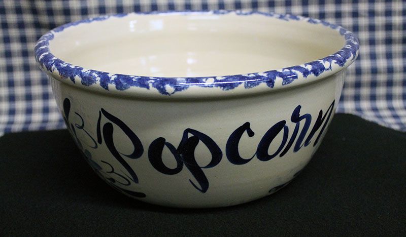 Old Fashioned USA Stoneware Pottery Popcorn Bowl