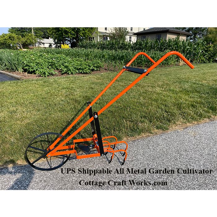 Hand Push All Metal Garden Cultivator. Flip tines to row maker.